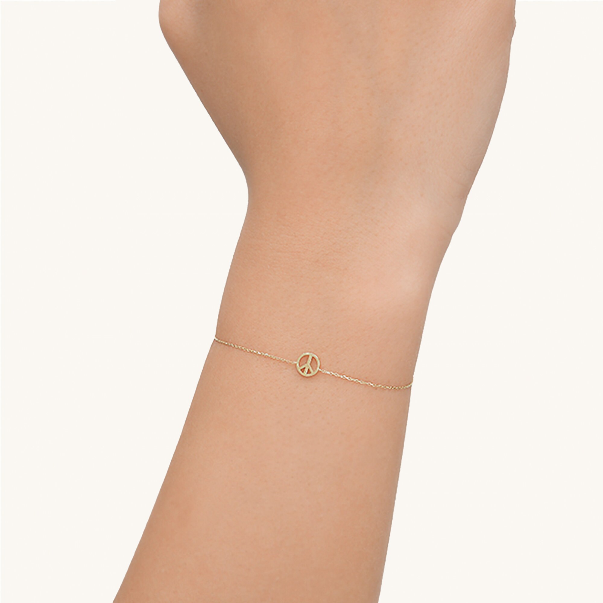 Mini Sign of Minimalist Peace Pendant Bracelet Mini Peace Sign Bracelet ...
