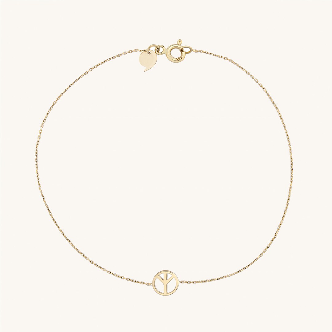 Mini Sign of Minimalist Peace Pendant Bracelet Mini Peace Sign Bracelet ...
