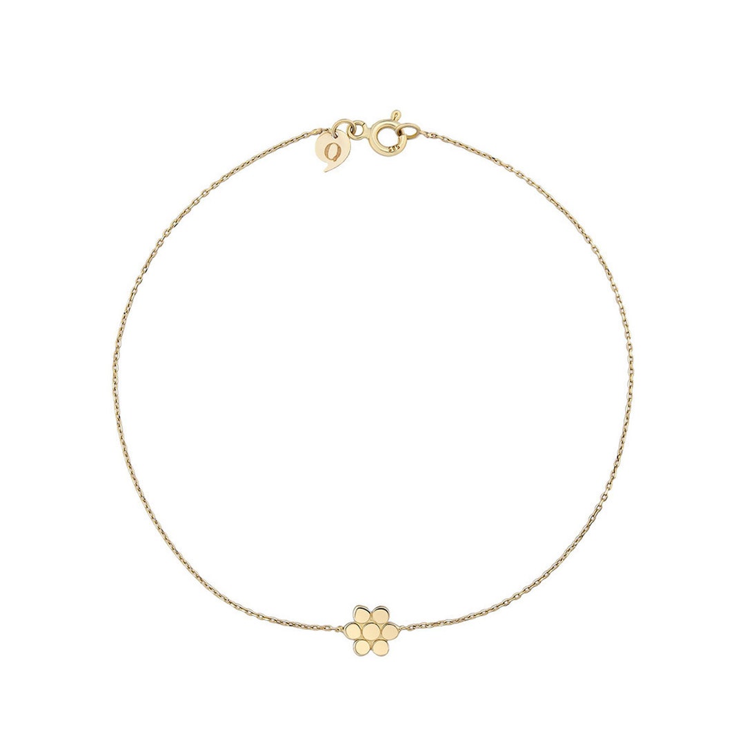 14k Solid Gold Daisy Flower Bracelet- Dainty Flower Daisy Bracelet ...