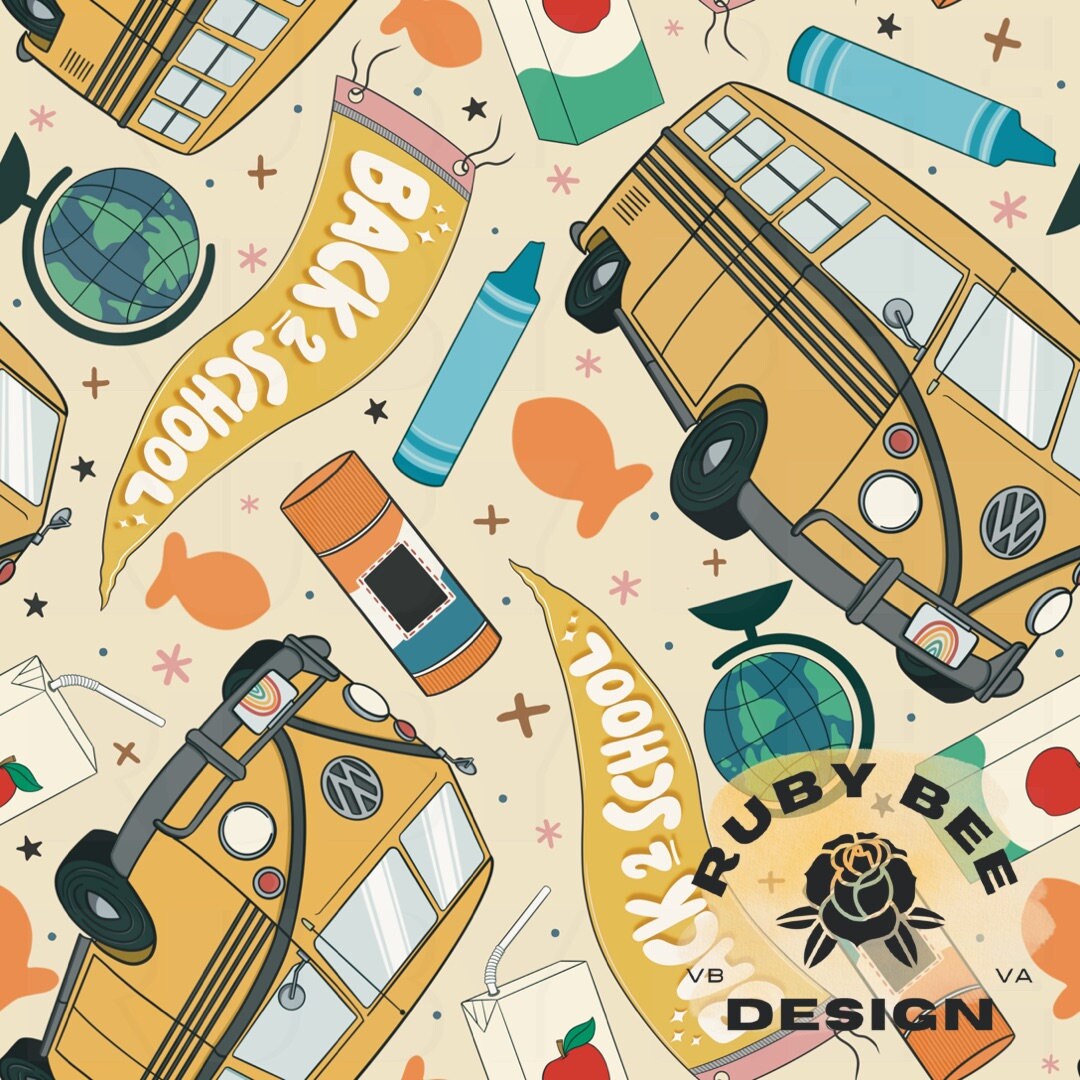 Retro Back to School Seamless File, Hand Drawn Pattern, School ...