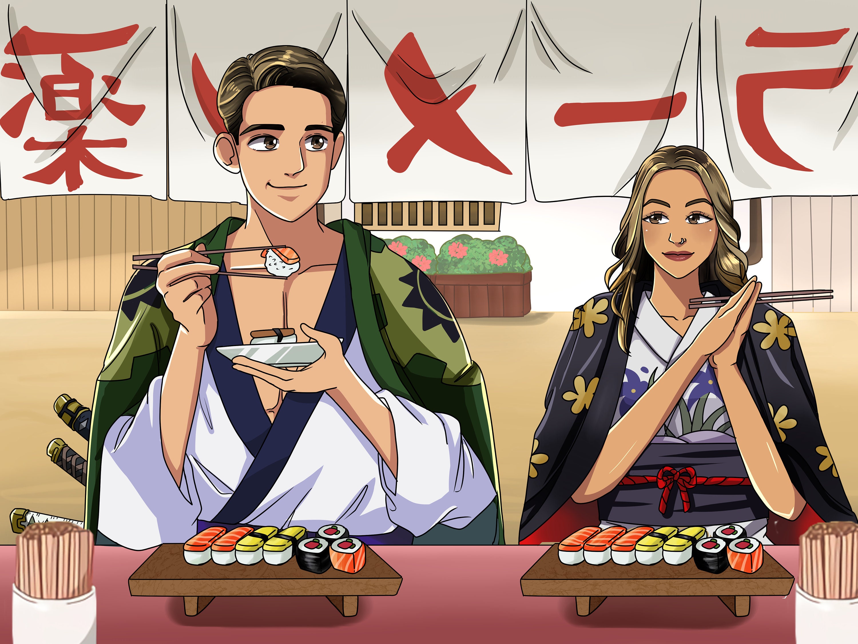 Custom Anime Portrait Anime Christmas Gift Drawing & Illustration ...