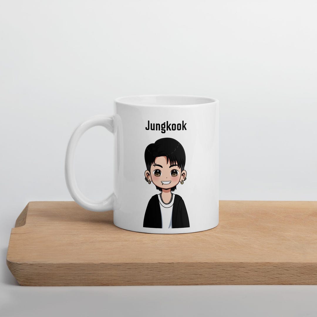Chibi K-pop Idol Mug | Cute Aesthetic White Glossy Coffee Cup | Perfect ...