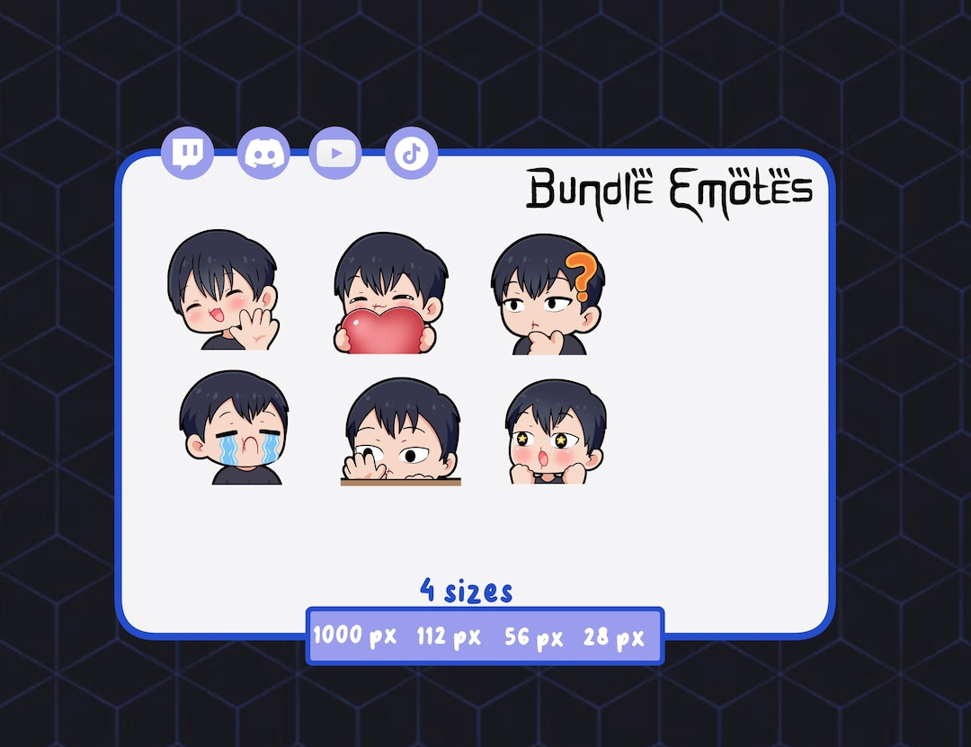 Anime Emote Bundle - 6 Animated GIF Emotes, 4 Sizes, Digital Stickers ...