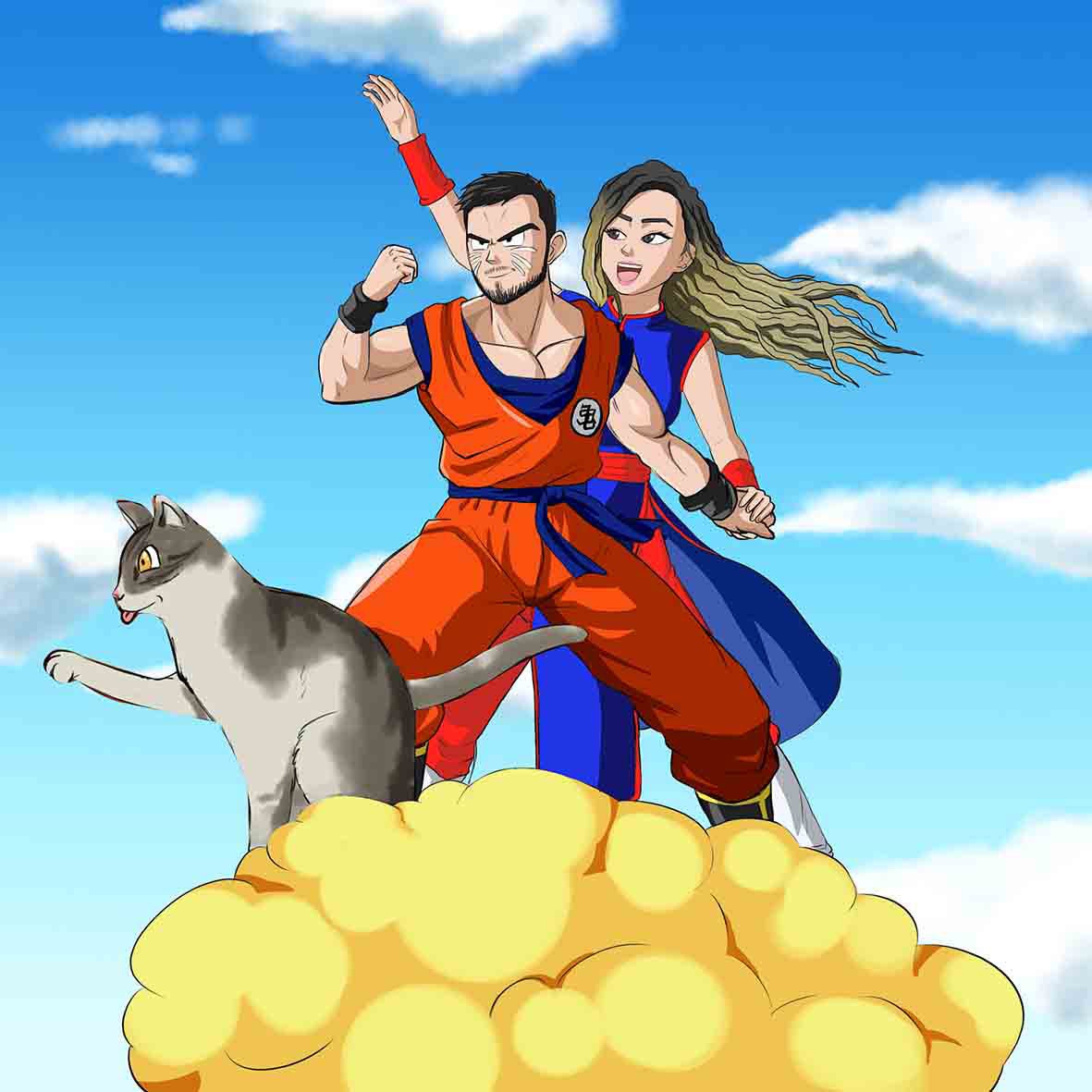 Custom Saiyan Portrait Couple Anime Portrait Family Anime - Etsy