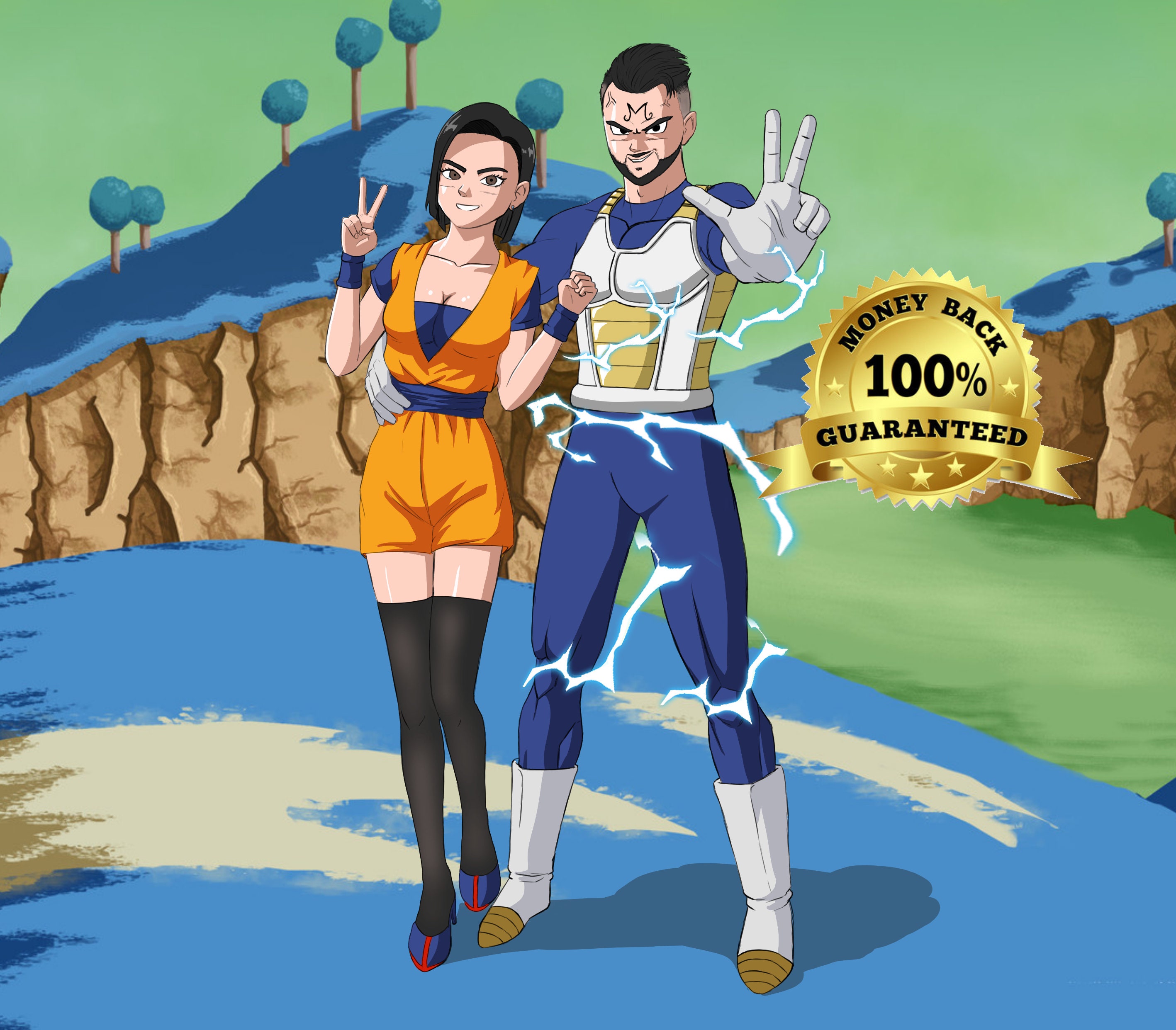 Custom Saiyan Portrait Couple Anime Portrait Family Anime - Etsy