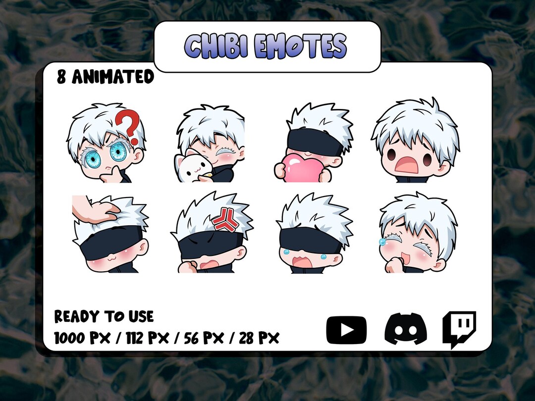 Gojo Emote Pack | Cute Chibi Expressions | PNG Format for Discord ...