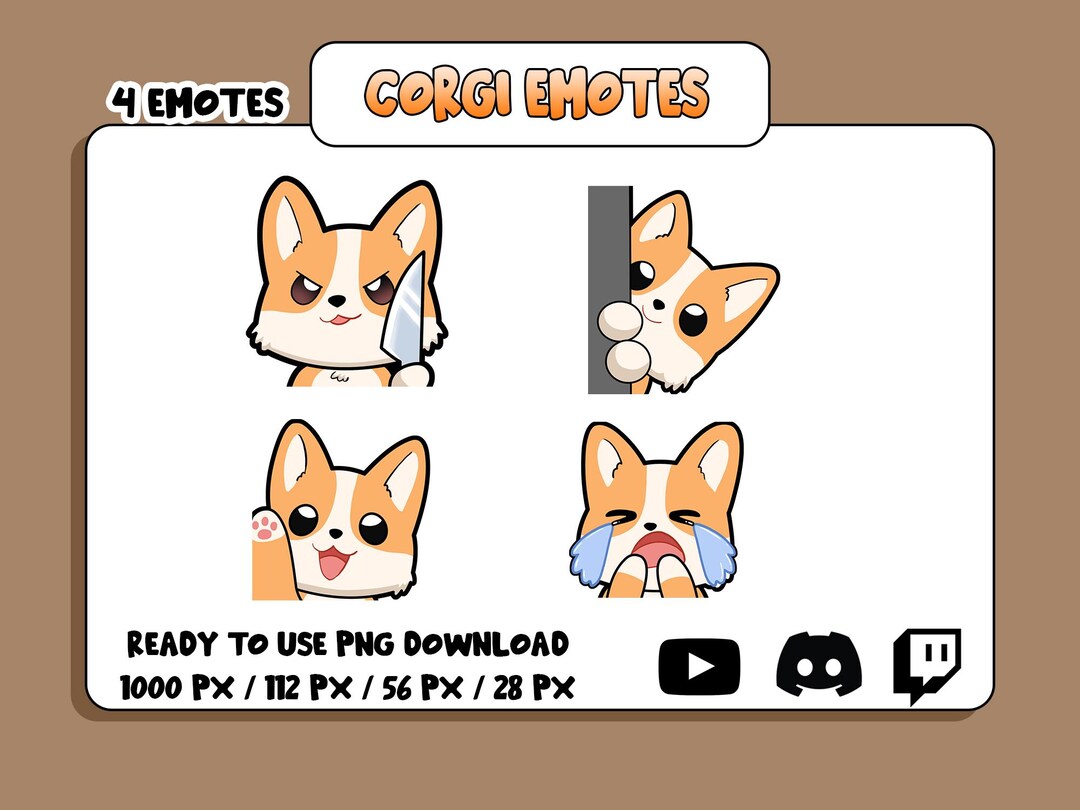 Corgi Emotes Pack – Crying, Hello, Lurk, Knife | Cute Dog PNG for ...