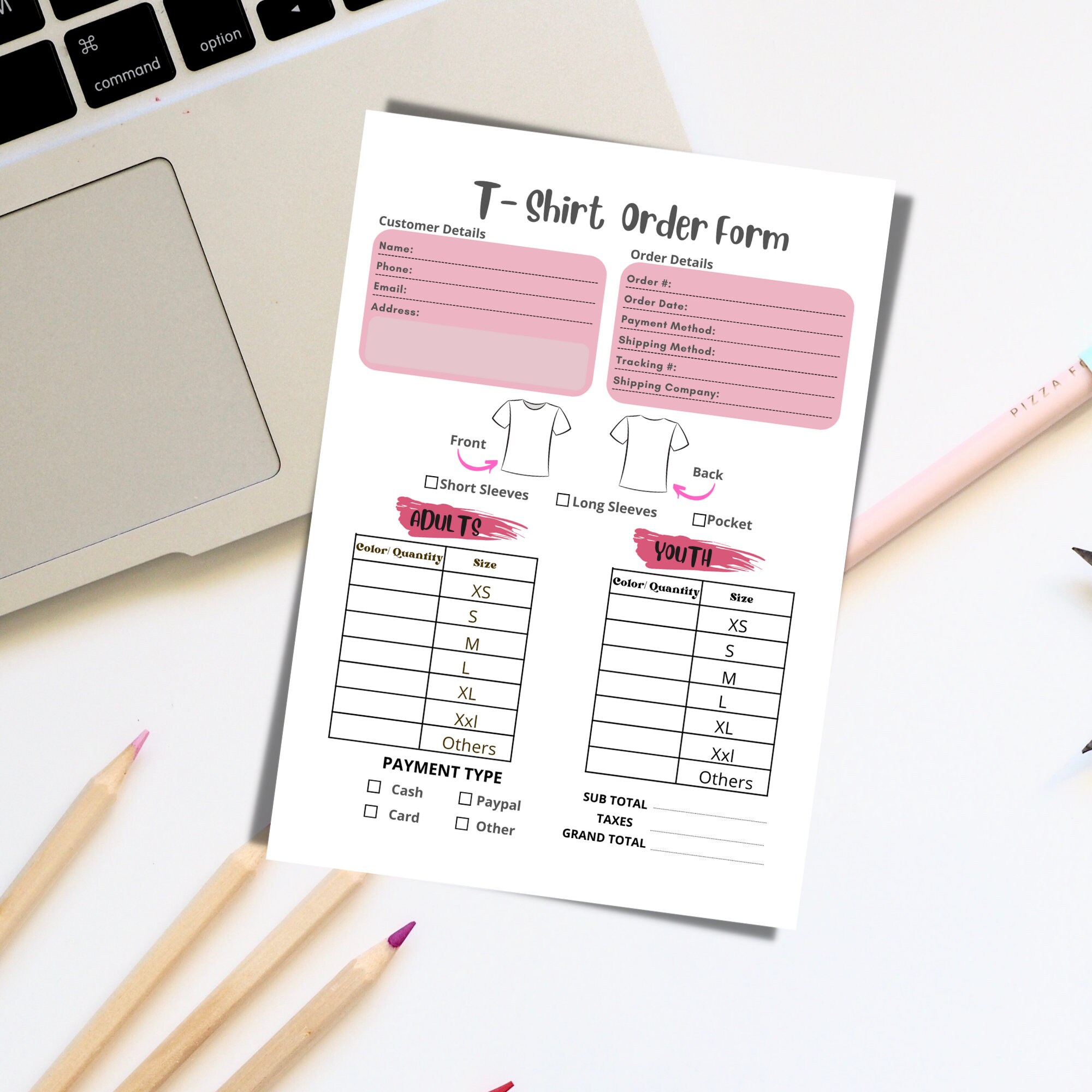 Shirt Order Form Template T Shirt Editable Order Form Custom | Etsy