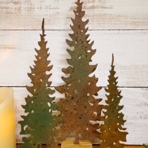 Rustic Metal Pine Trees - Rusty Set of 3 - Etsy