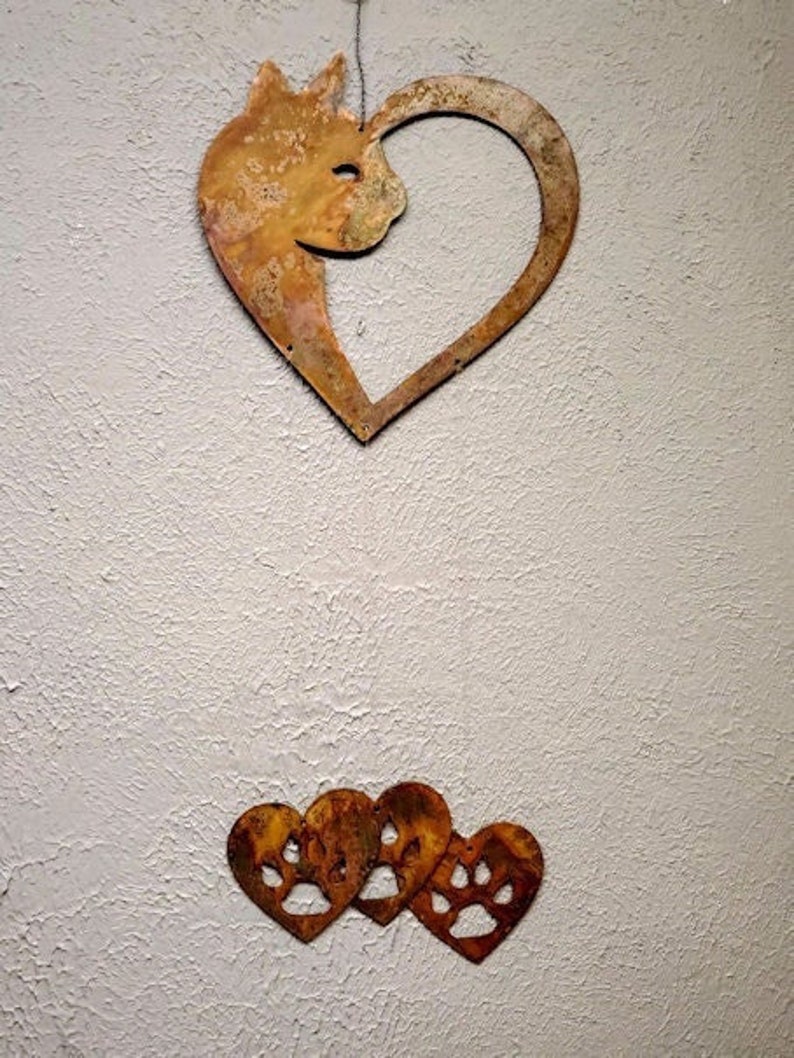 Cat Heart & Paw Wind Chime Windchime - Etsy
