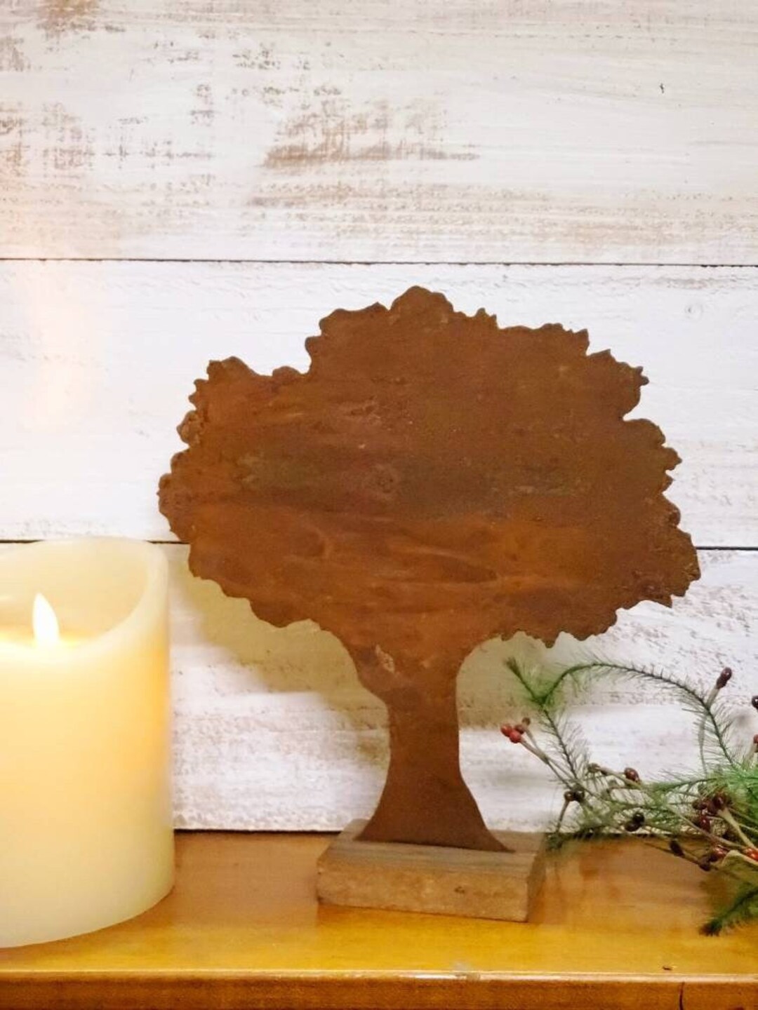 Rusty Metal Oak Tree on Reclaimed Wood Base - Etsy