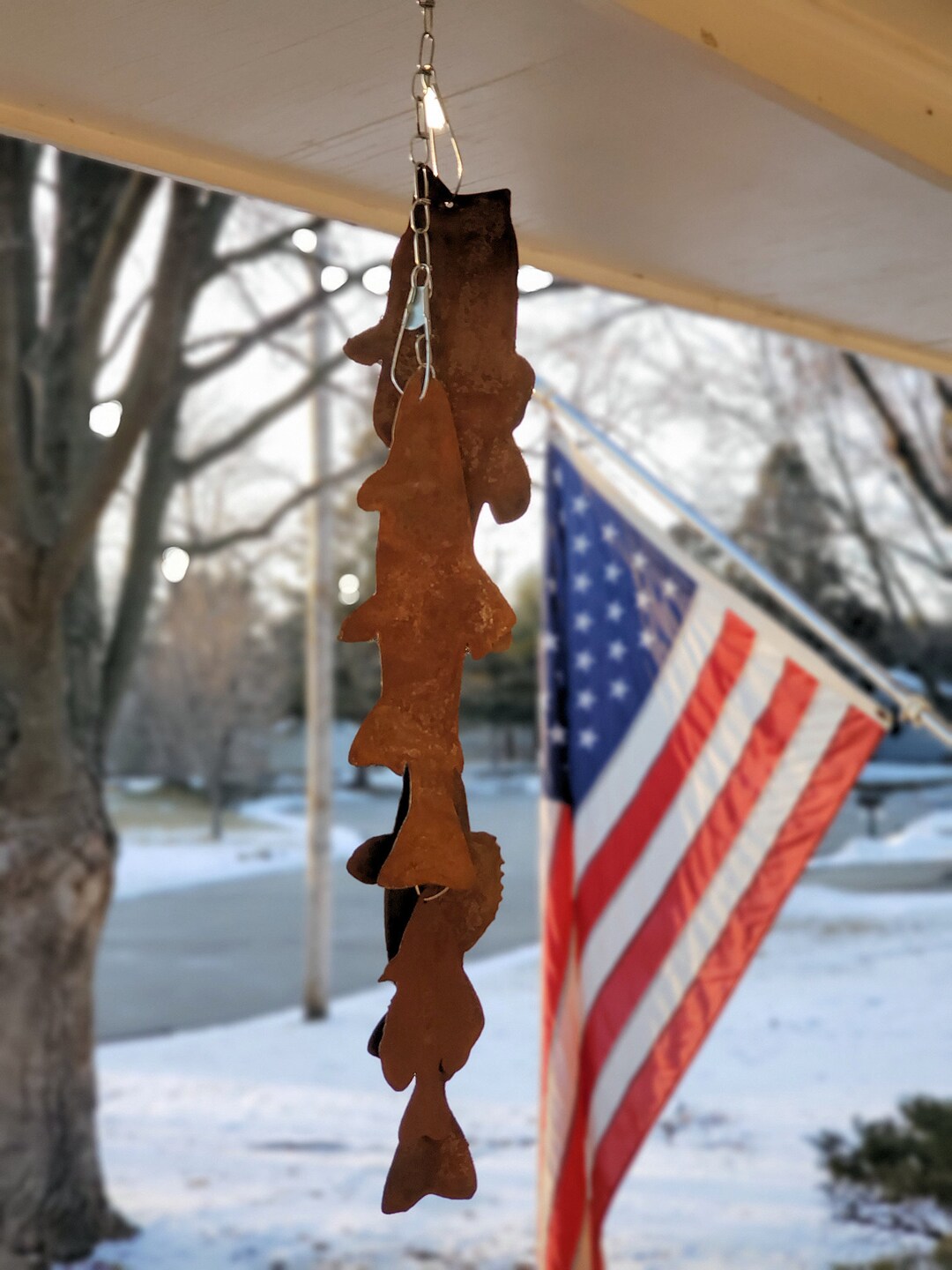 Rusty Metal Hanging Fish Decoration - Wind Chime - Etsy