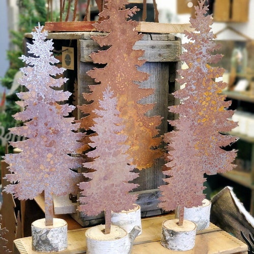 Rusty Metal Pine Tree Rustic Woodland Tree - Etsy