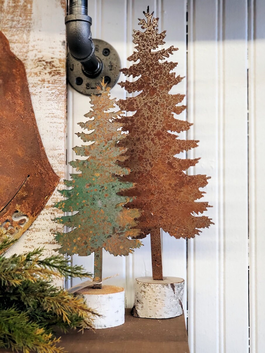 Rusty Metal Pine Tree Rustic Woodland Tree - Etsy