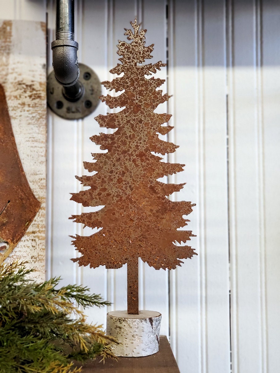 Rusty Metal Pine Tree Rustic Woodland Tree - Etsy