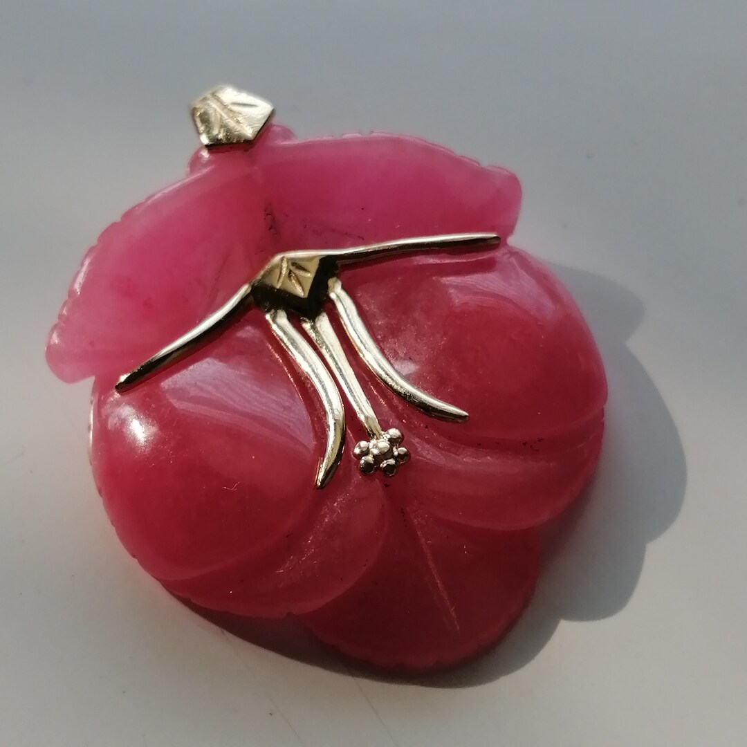 Vintage 14k Solid Gold Carved Lavender Pink JADEITE Jade Pendantn - Etsy