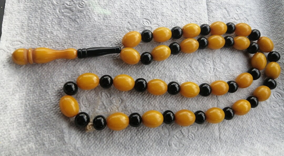 Rare Antique Egg Yolks Yellow Black Bakelite Beads Necklace - Etsy