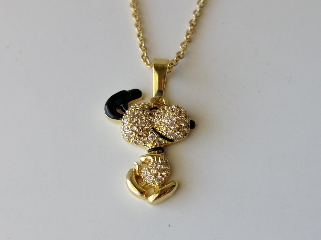 Unisex Cartoon Snoopy Cute Dog 14k Gold Over Pendant Collarbone Chain ...