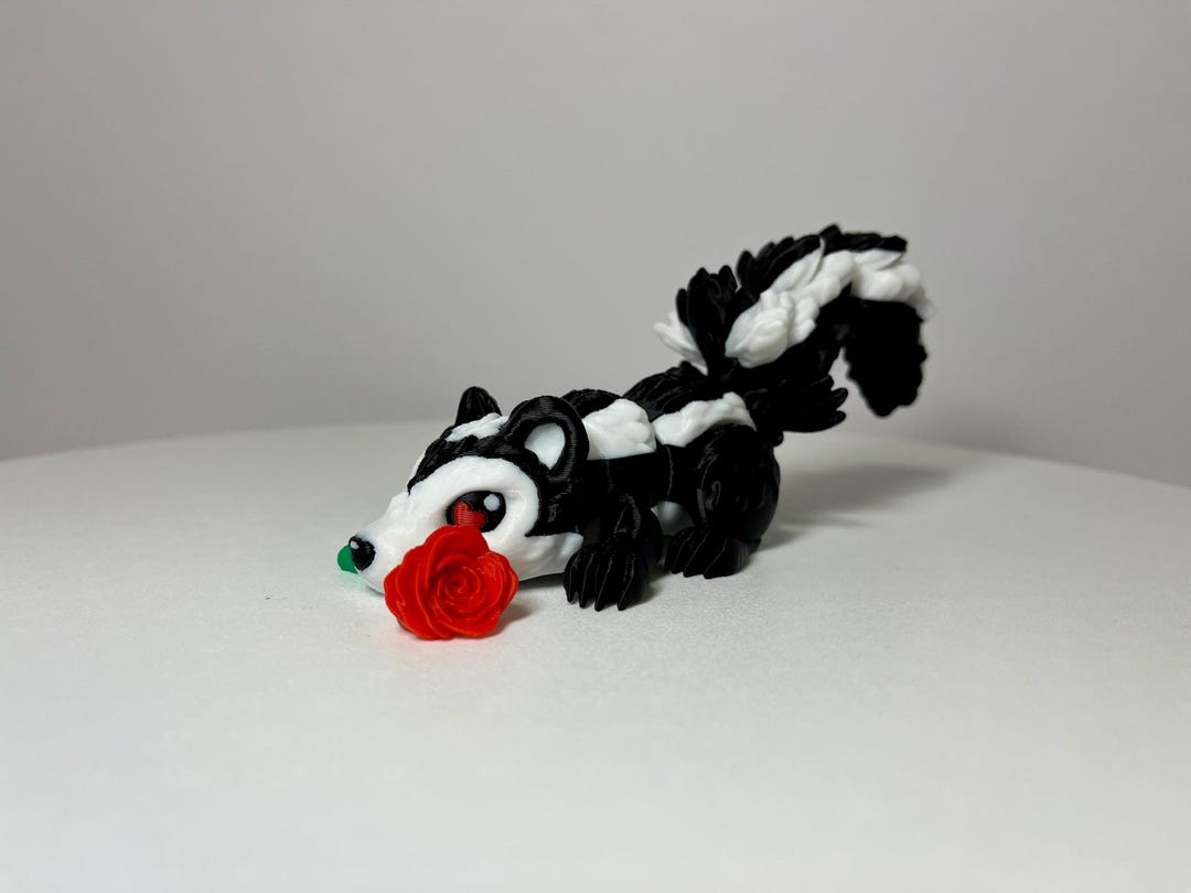 Romantic Skunk 3D Printed Figurine | Rose-holding Skunk Decor | Cute ...