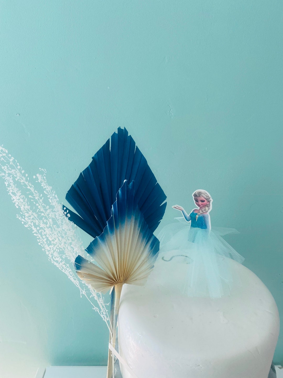 Elsa Topper With Trending PALM Leaf, Frozen Cake Topper, Frozen Cake ...