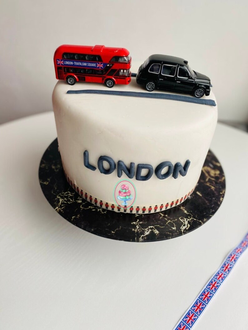 London Themed Cake Topper, London Bus Iconic London Taxi and British ...