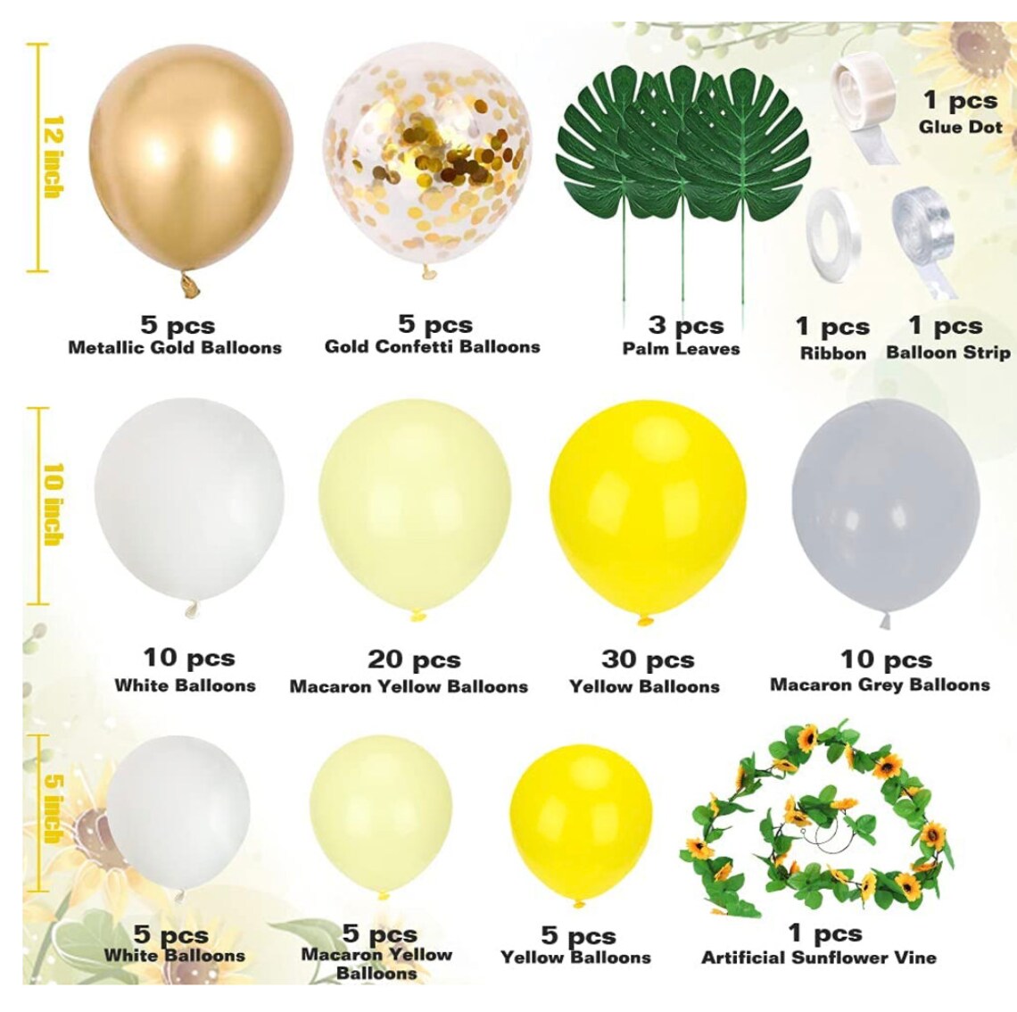 102X Yellow Arch Balloon Garland Yellow Balloons Yellow - Etsy
