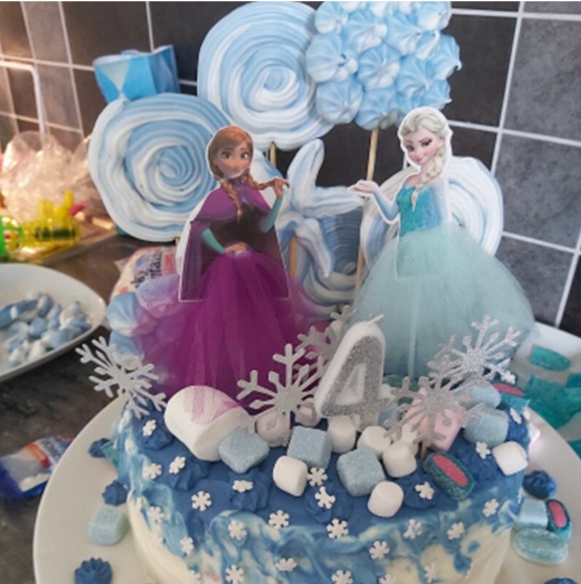 Frozen Cake Topper Elsa Anna Cake Topper Frozen Birthday - Etsy