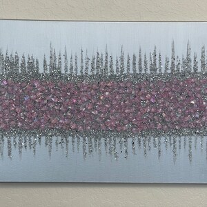 Pink Gem Glitter Painting: Silver Abstract Wall Art - Etsy