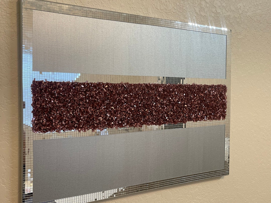 Red Glitter & Glass Painting, Silver Wall Art, Glitter Wall Art, Red ...