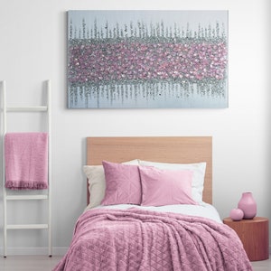 Pink Gem Glitter Painting: Silver Abstract Wall Art - Etsy
