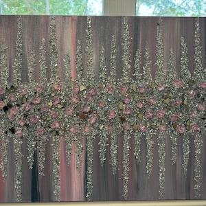 Pink Silver Glitter Painting, Pink Wall Art, Silver Decor, Shiny Wall ...