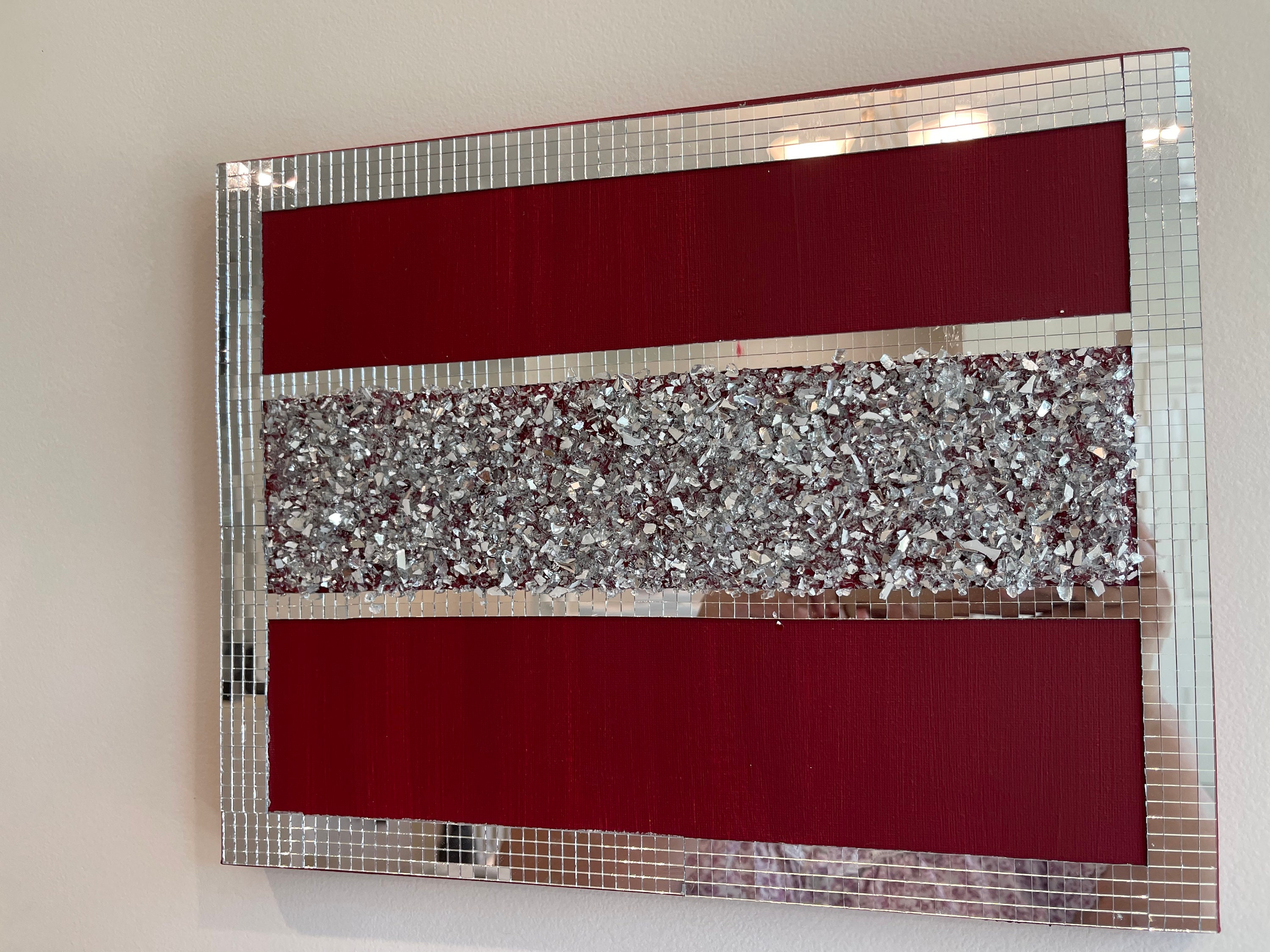 Red Wine Painting, Red and Silver Painting, Abstract Art, Red Glass and ...