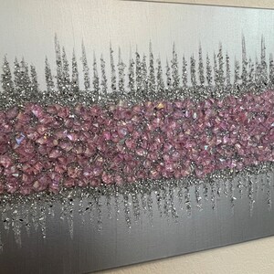 Pink Gem Glitter Painting: Silver Abstract Wall Art - Etsy