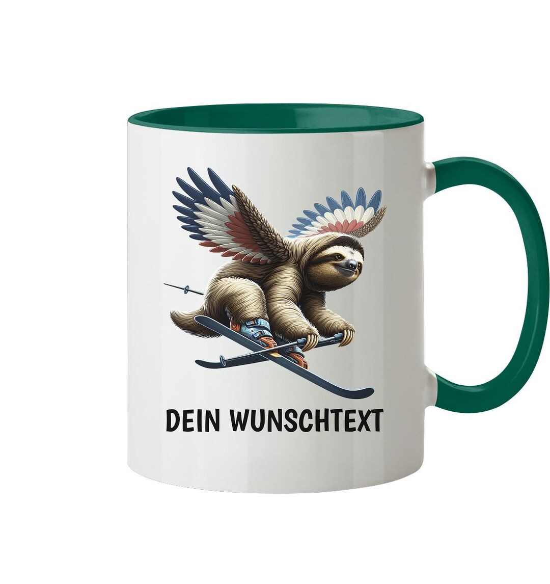 Sloth Skiing With Custom Text - Two-tone Mug - Etsy