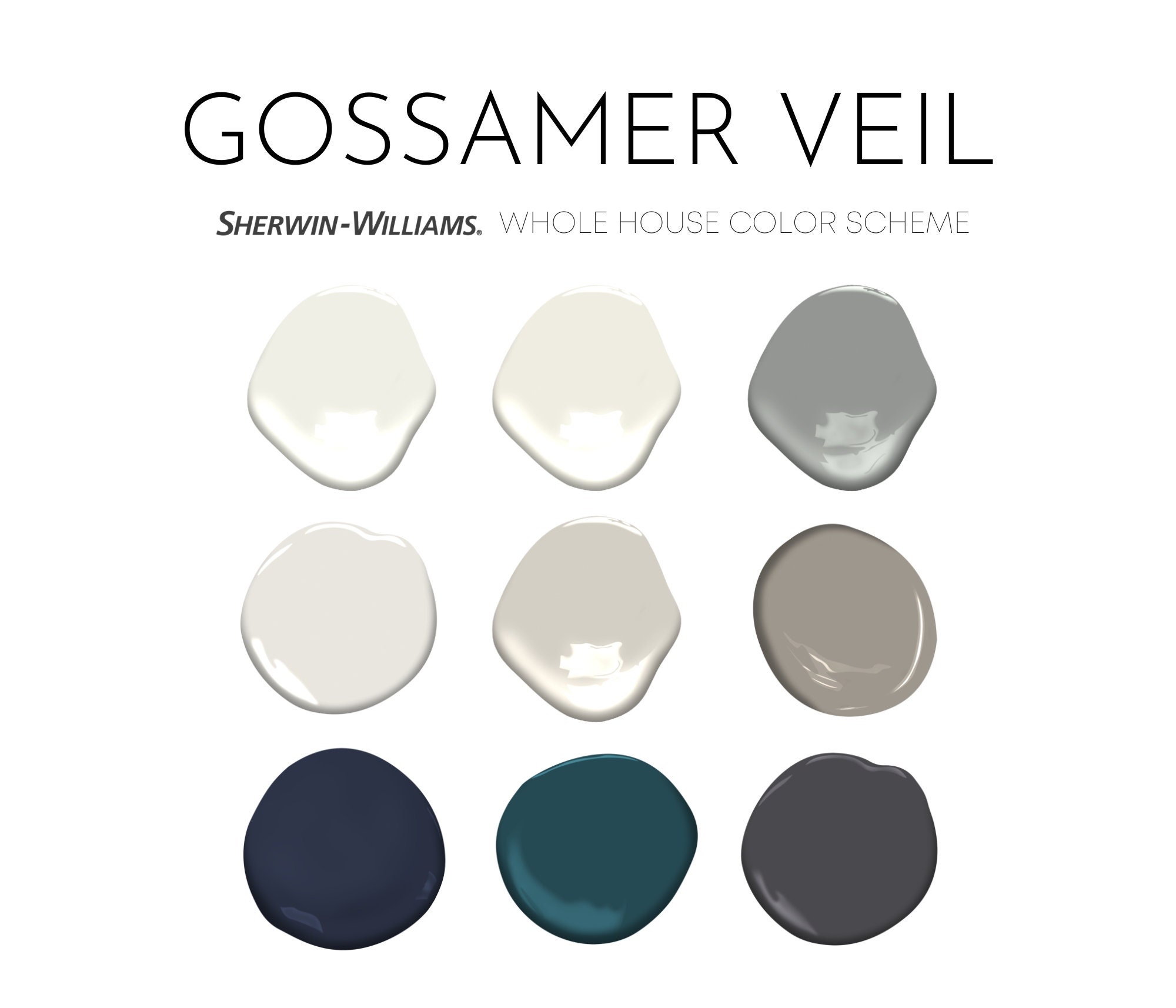 Gossamer Veil Sherwin Williams Paint Palette Modern Neutral - Etsy