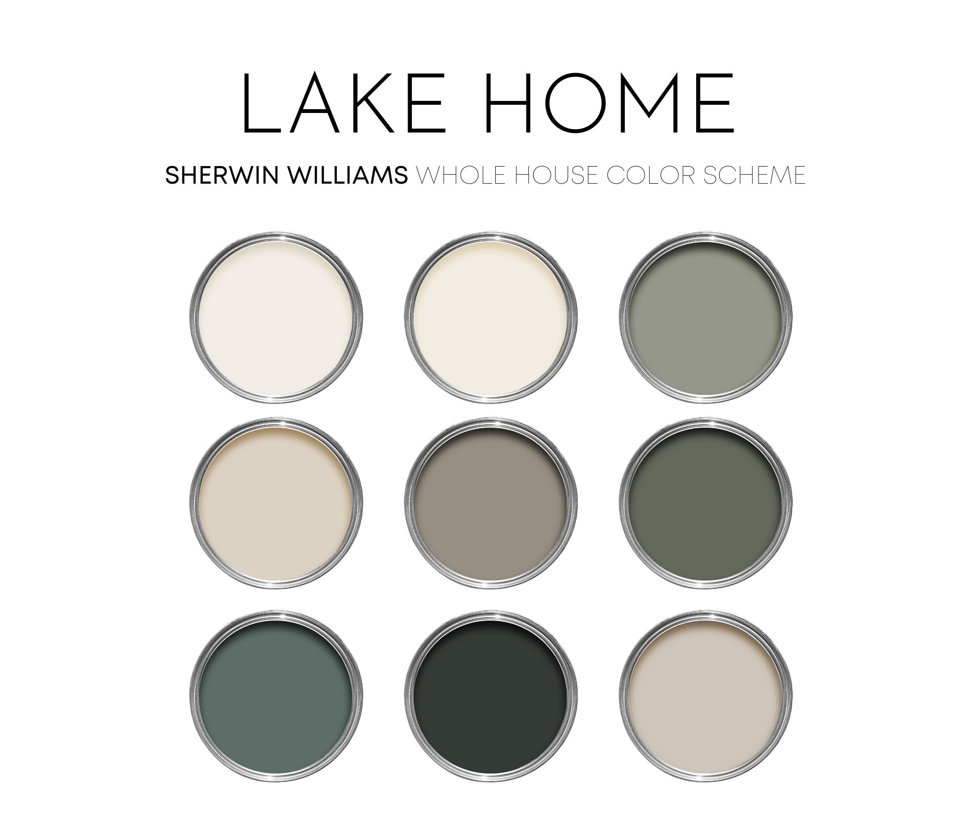 Lake Home Sherwin Williams Paint Palette, Modern Neutrals, Calm Coastal ...
