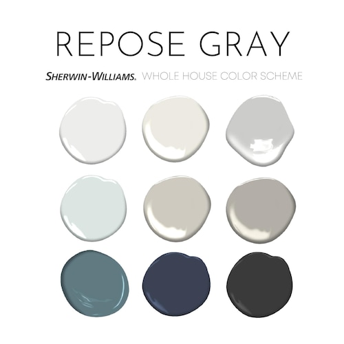 Repose Gray Paint Color Palette Sherwin Williams Interior - Etsy