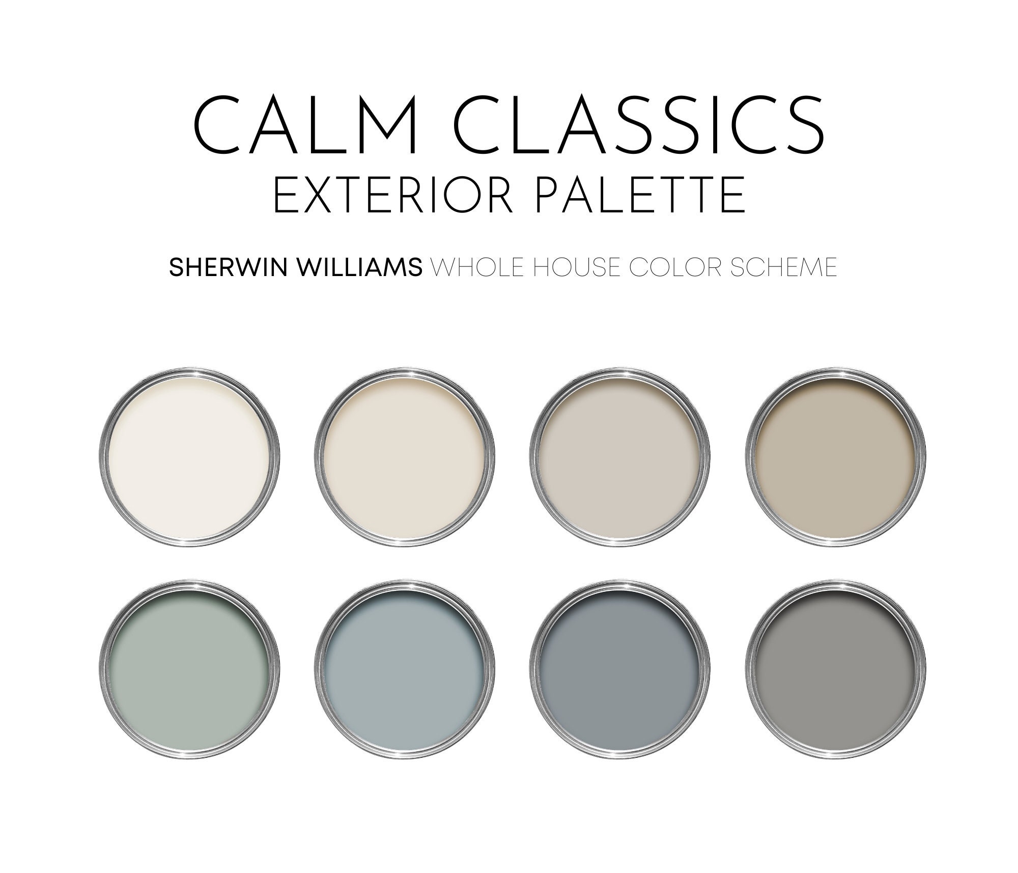 Calm Classics Exterior Sherwin Williams Paint Palette, Modern Exterior ...