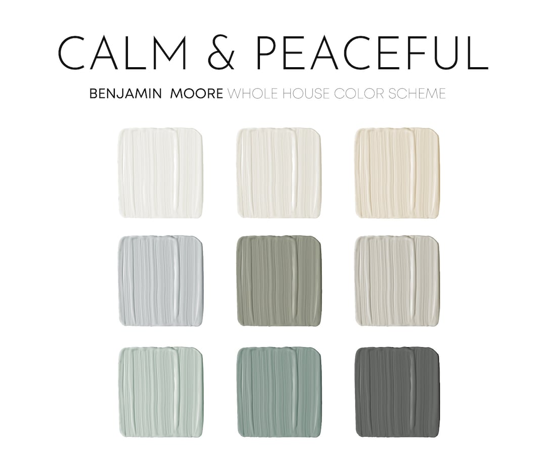 Calm and Peaceful Benjamin Moore Paint Palette Modern Neutral - Etsy