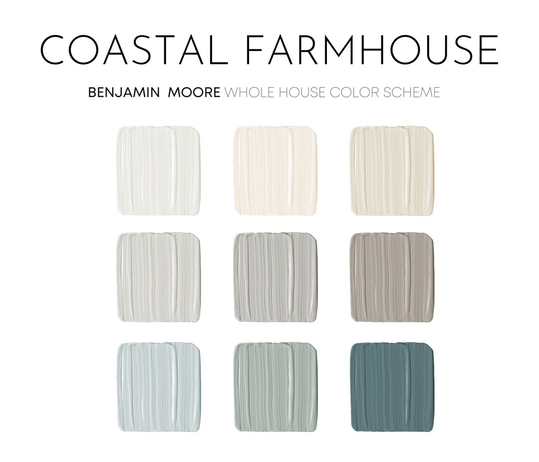 Coastal Farmhouse Benjamin Moore Paint Palette Modern Neutral - Etsy