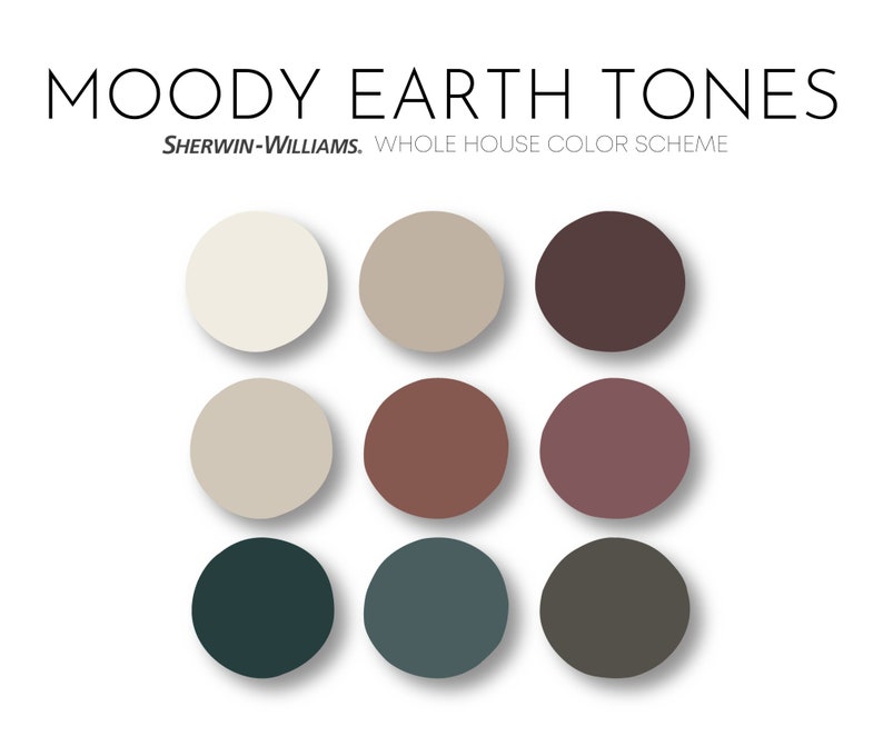 Moody Earth Tones Sherwin Williams Paint Palette Interior - Etsy