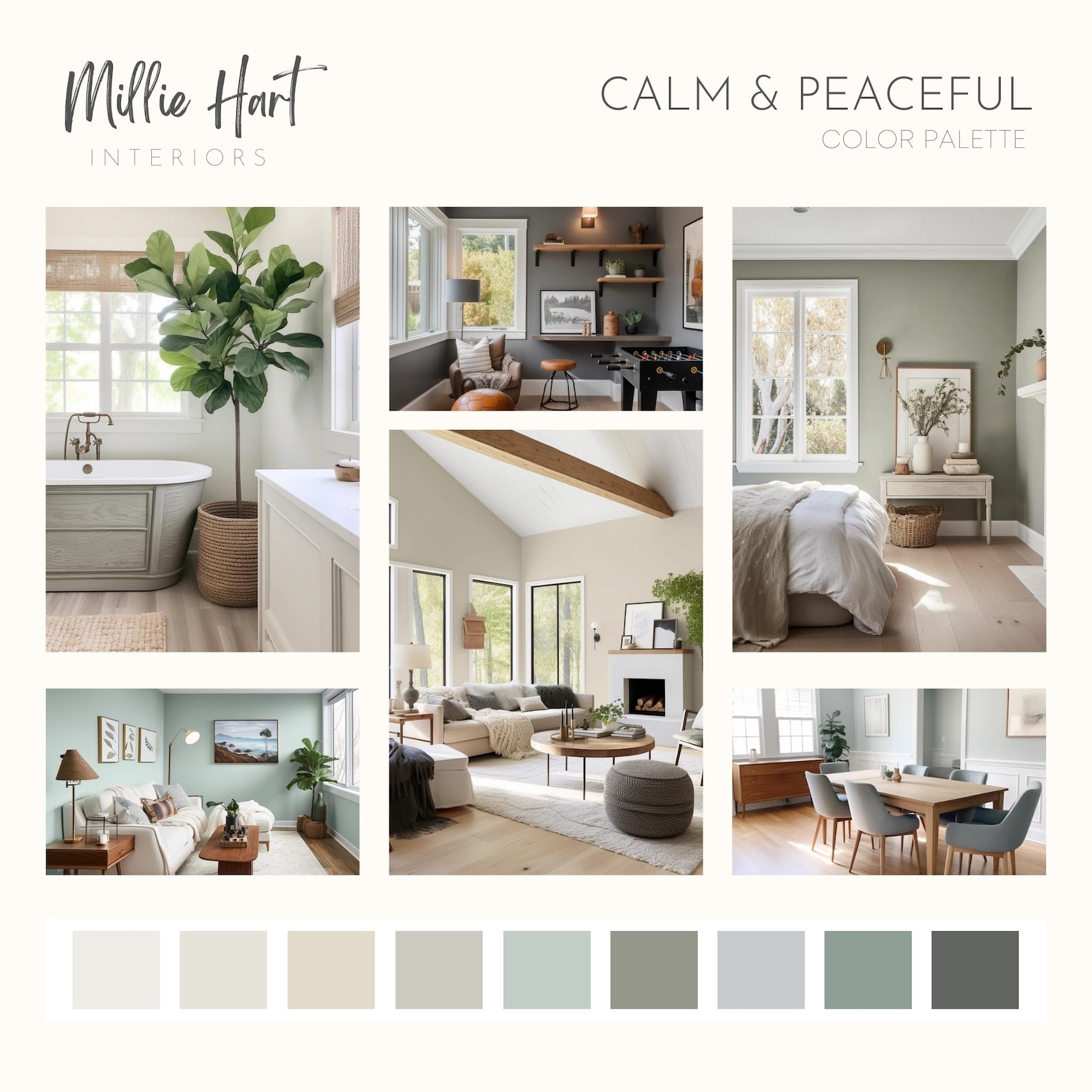Calm and Peaceful Benjamin Moore Paint Palette, Modern Neutral Calm ...