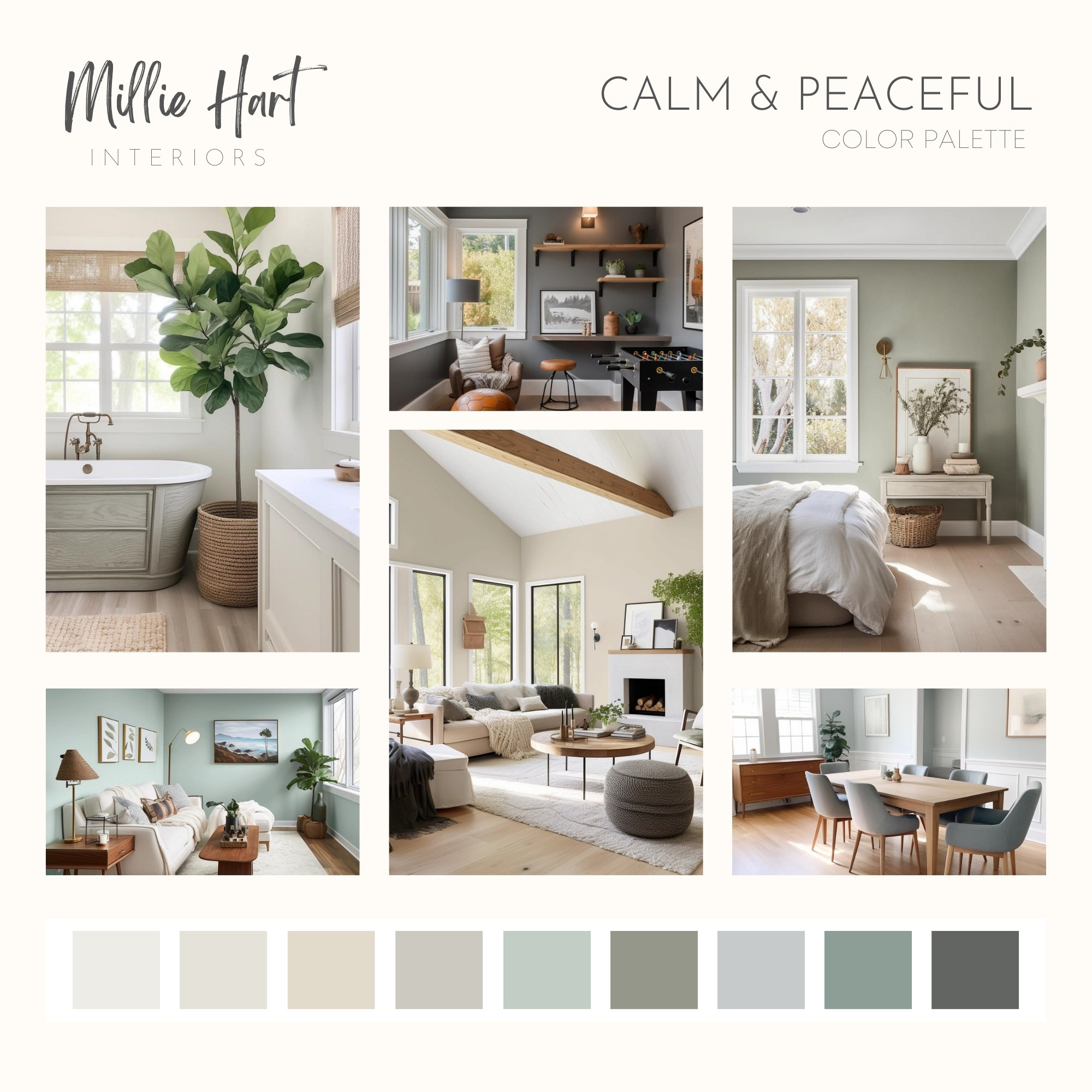 Calm and Peaceful Benjamin Moore Paint Palette, Modern Neutral Calm ...