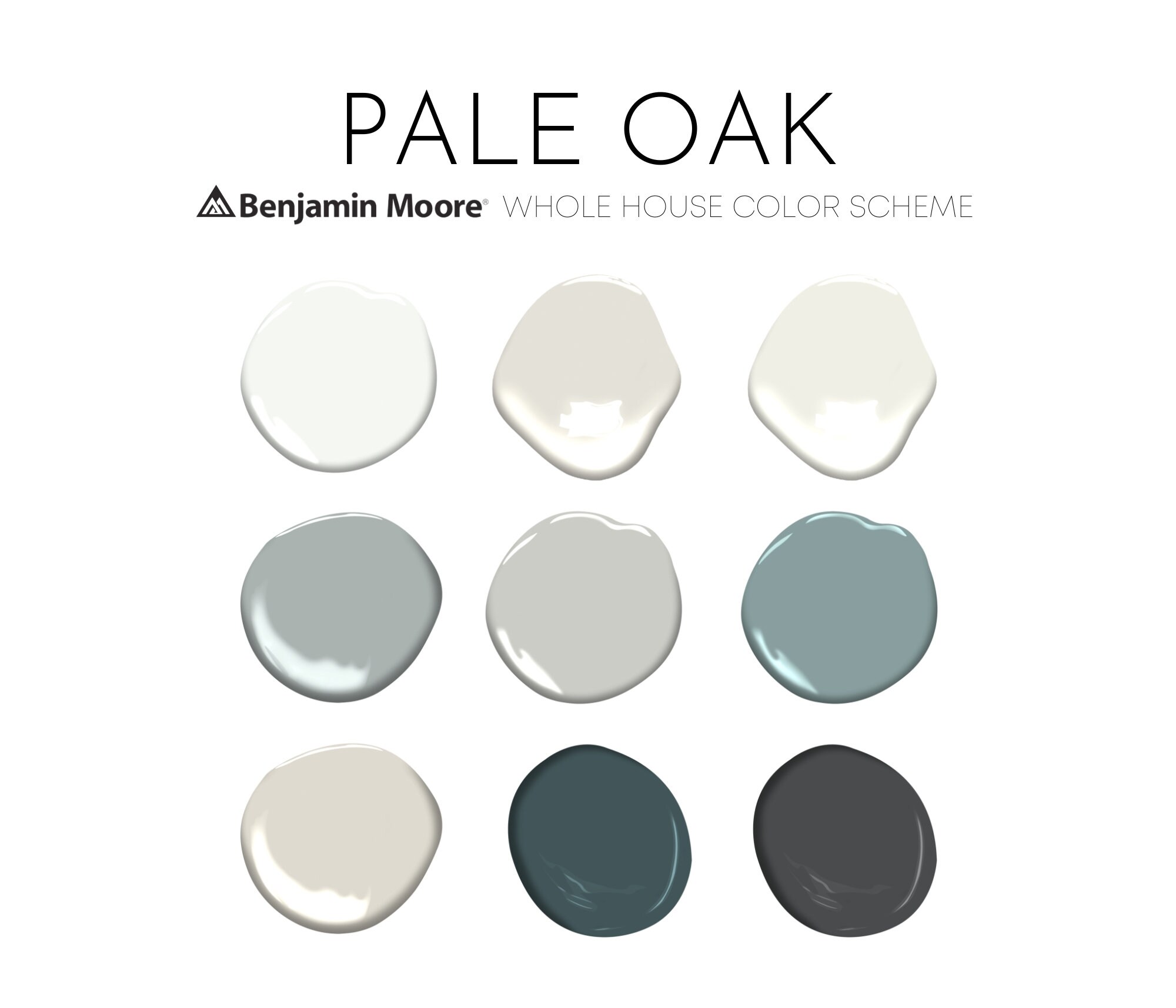 Pale Oak Benjamin Moore Paint Palette Neutral Interior Colors - Etsy