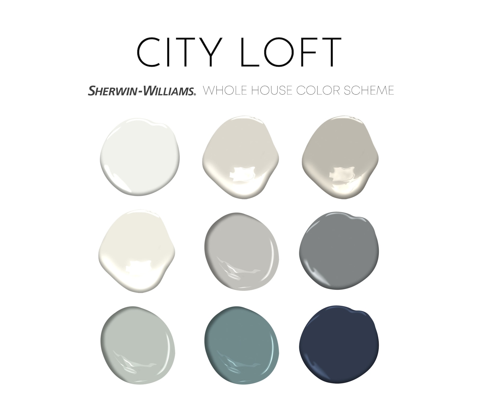 City Loft Sherwin Williams Paint Palette Modern Neutral - Etsy