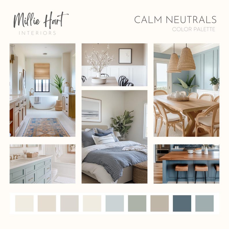 Calm Neutrals Benjamin Moore Paint Palette, Modern Neutral Calm Coastal ...