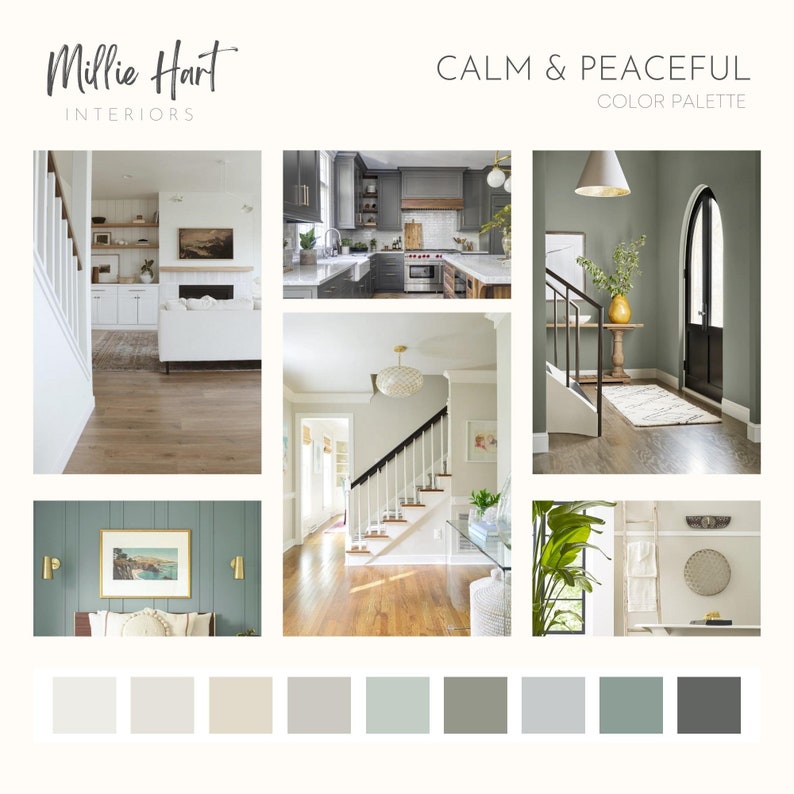 Calm and Peaceful Sherwin Williams Paint Palette, Modern Neutral Calm ...