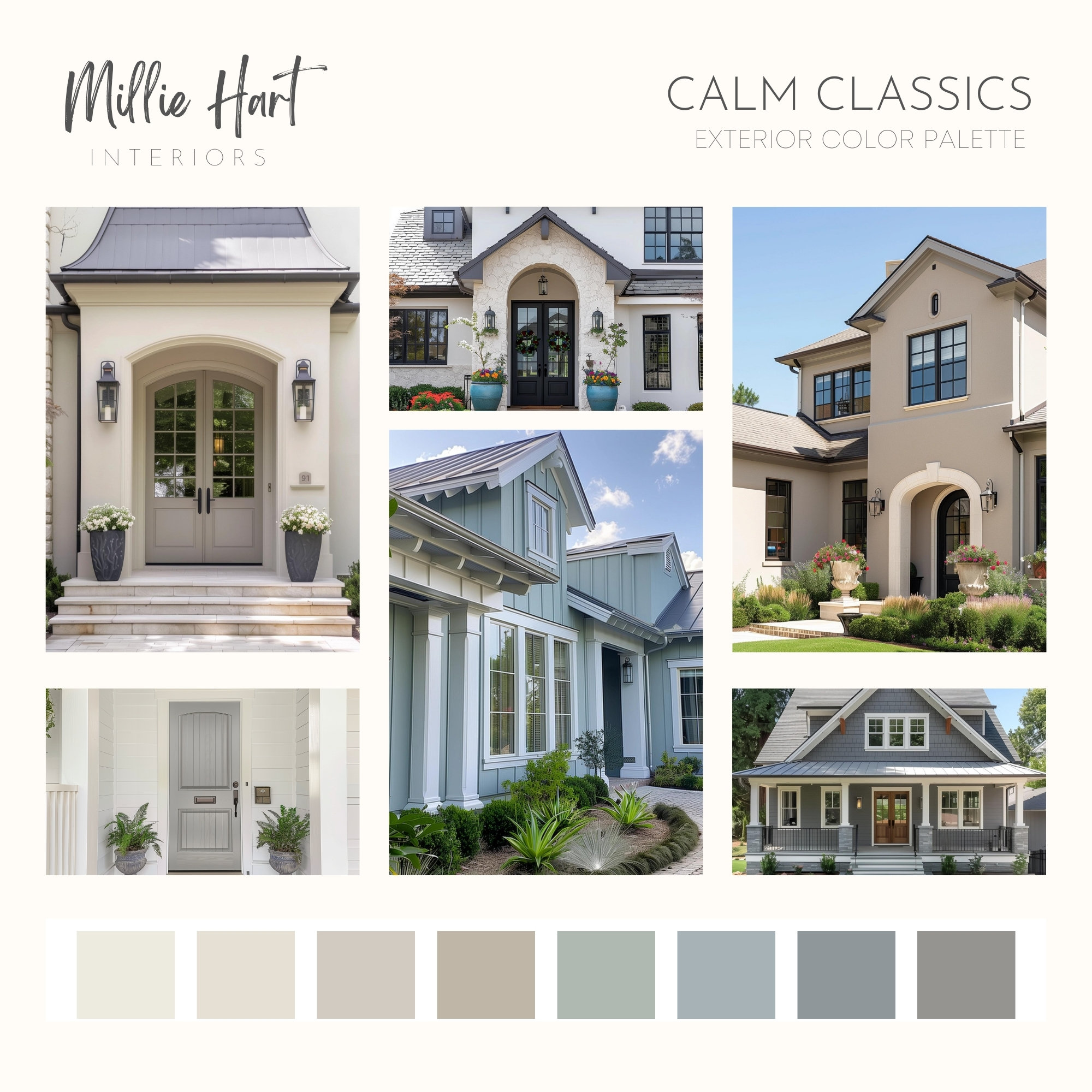 Calm Classics Exterior Sherwin Williams Paint Palette, Modern Exterior ...
