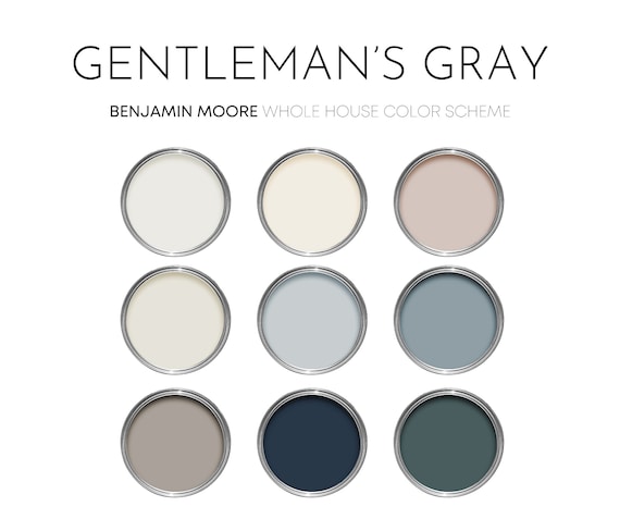 Gentleman s Gray Benjamin Moore Paint Palette Modern Neutral Interior Paint Colors for Home Cottage Color Scheme Simply White Etsy UK