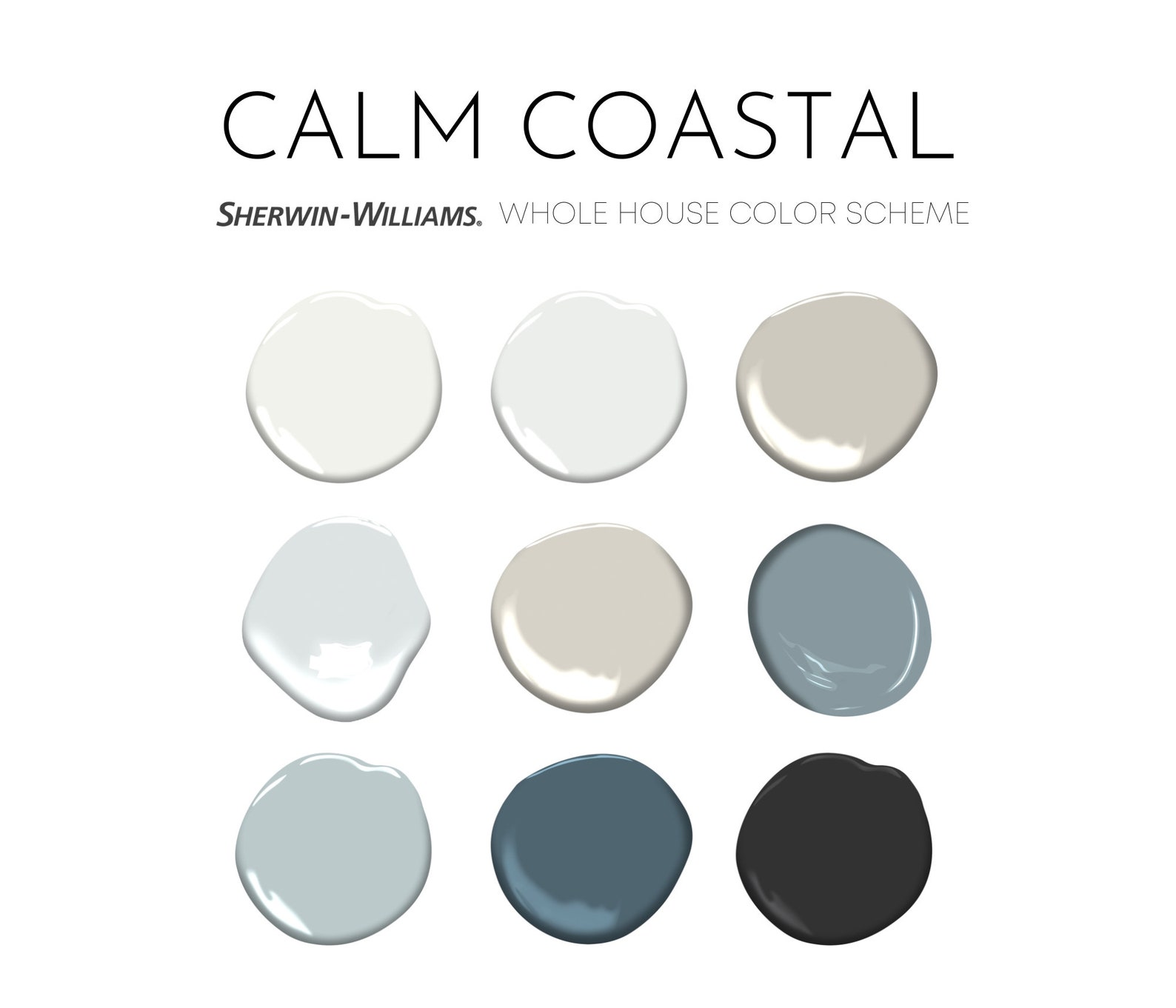 Calm Coastal Sherwin Williams Paint Palette Modern Neutral - Etsy
